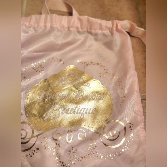 Disney | Bags | Disney Bibbidi Bobbidi Boutique Pink And Gold Drawstring Bag | Poshmark